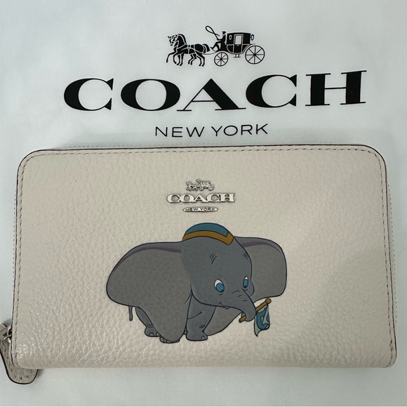 Coach | Bags | Coach Cream Medium Zip Wallet Disney Dumbo | Poshmark
